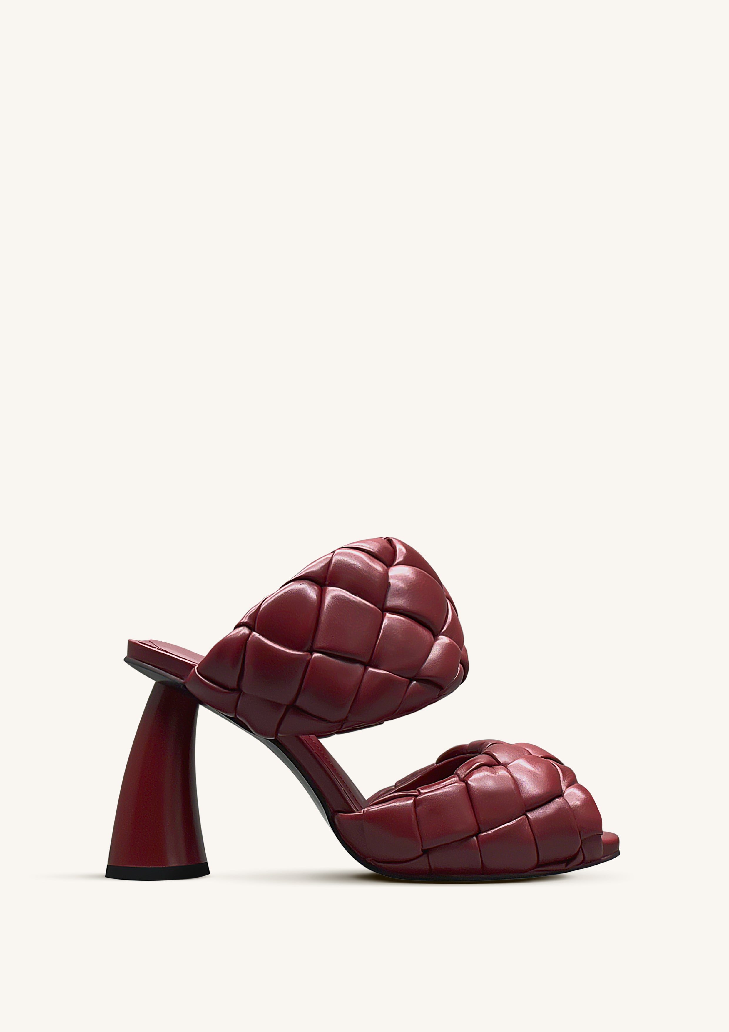 Lillian Weave Leather Heel Mules – Burgundy | JW PEI