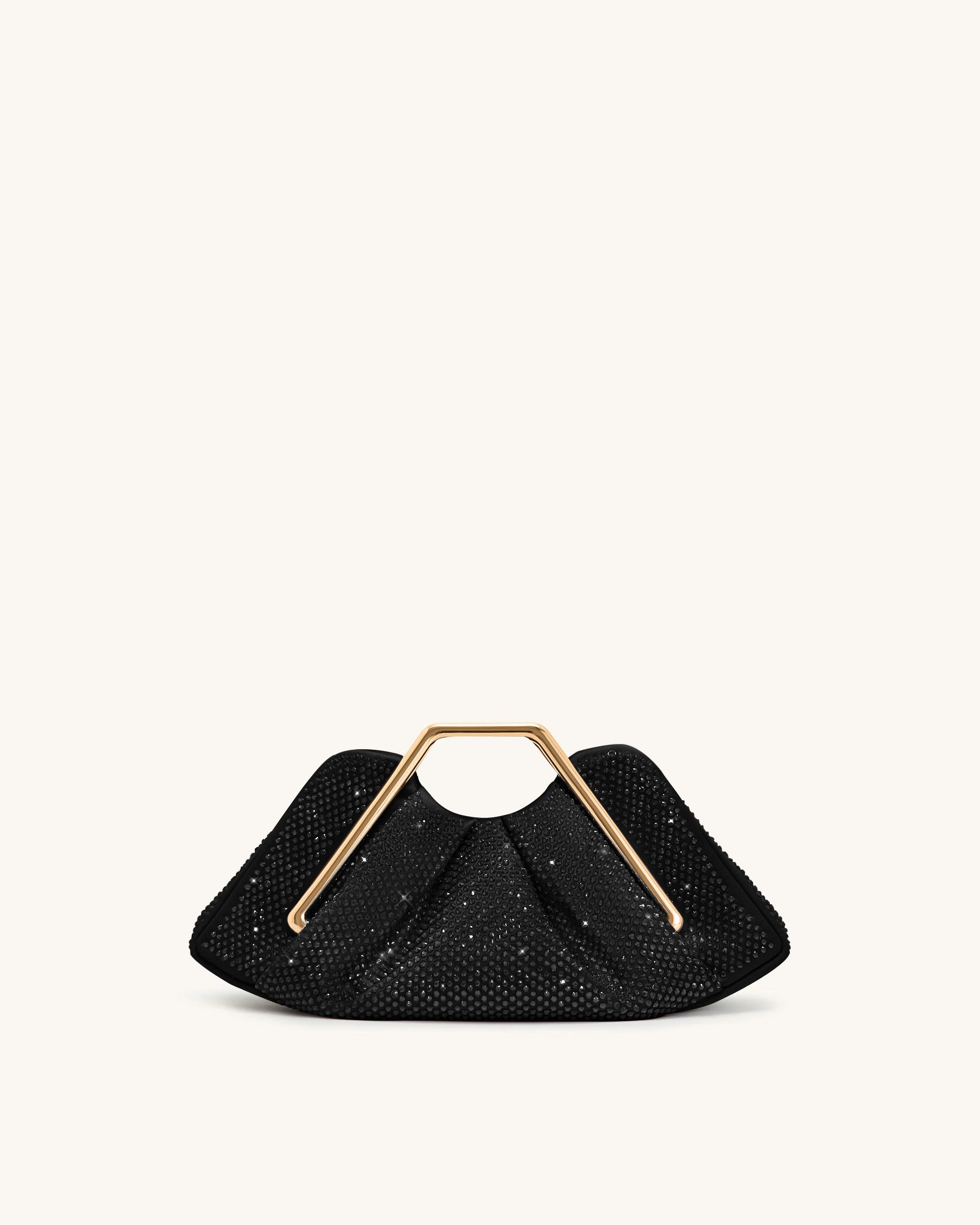Lila Artificial Crystal Metal Frame Clutch - Black | JW PEI